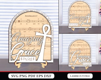 Amazing Grace Stand Decor Laser Cut File SVG, Music Faith Svg ...