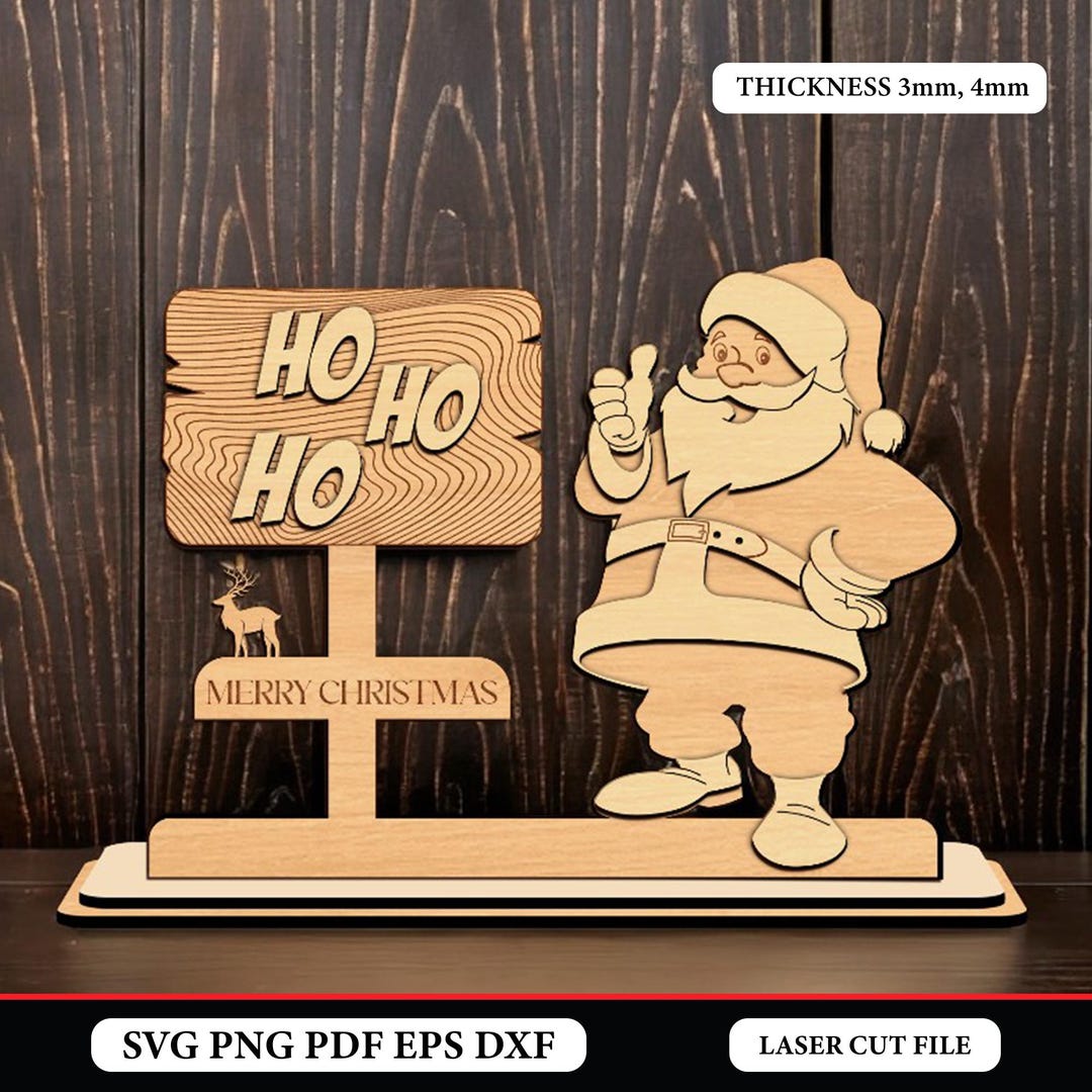 Christmas Standing Santa Decoration Laser Cut File,glowforge Christmas ...