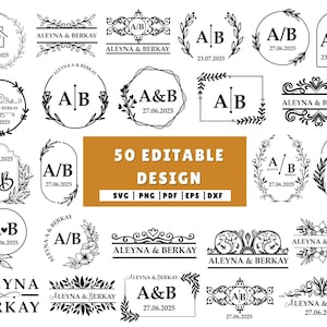 Family Name SVG, Cutting Board SVG, Wedding Monogram SVG, Personalized ...