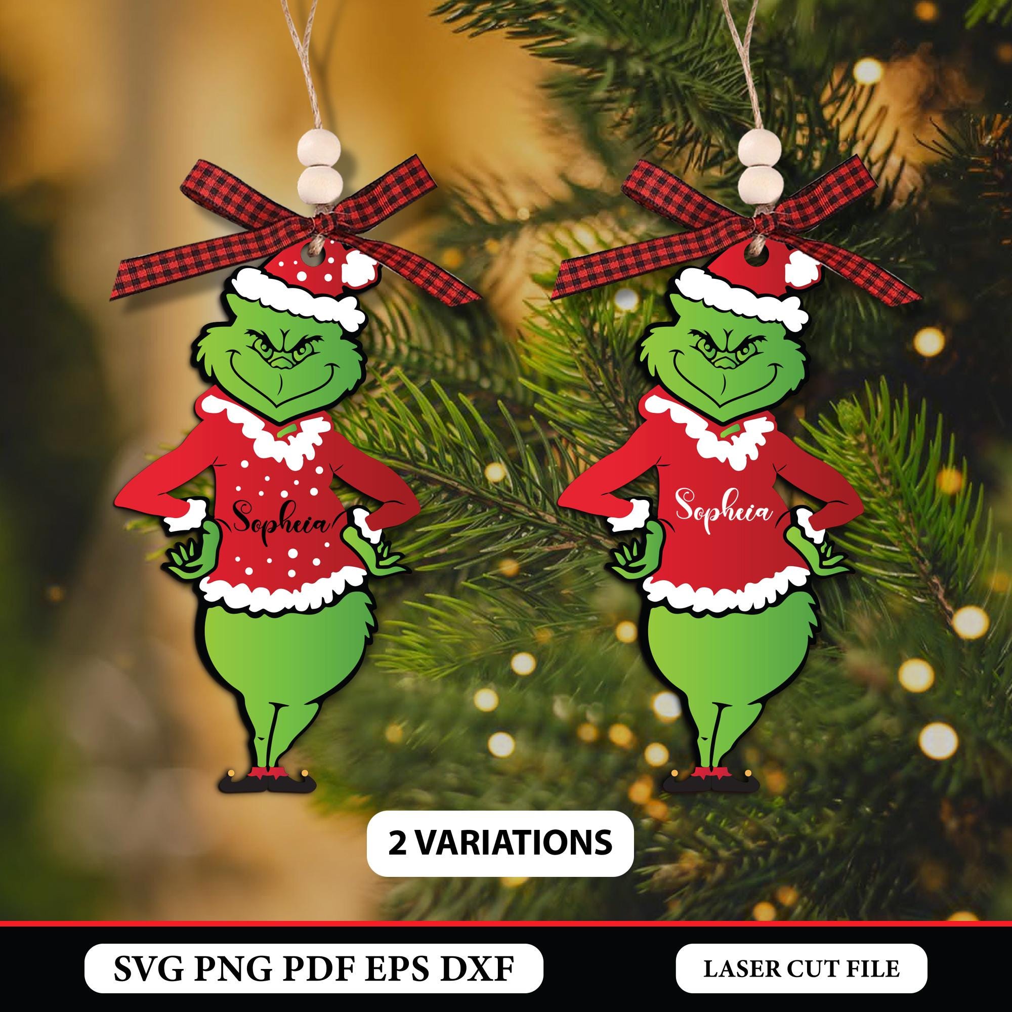 Personalized Grinch Ornament Laser Cut File, Grinch Christmas Ornament ...