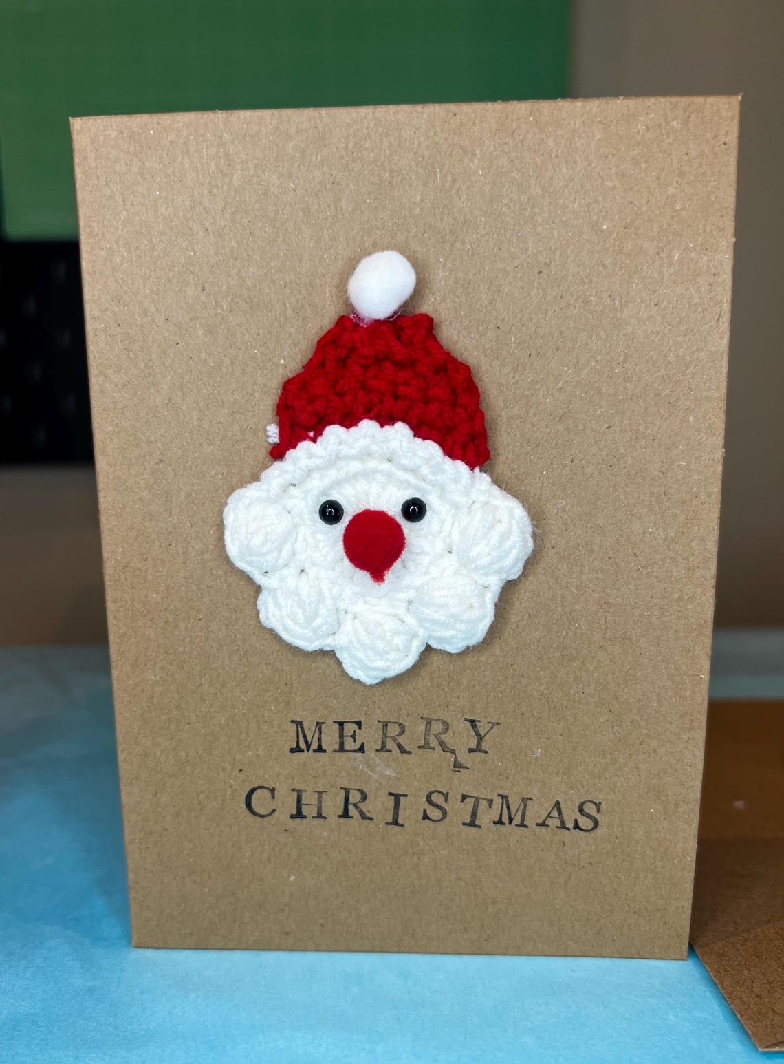 Handmade Christmas Crochet Card - Etsy UK