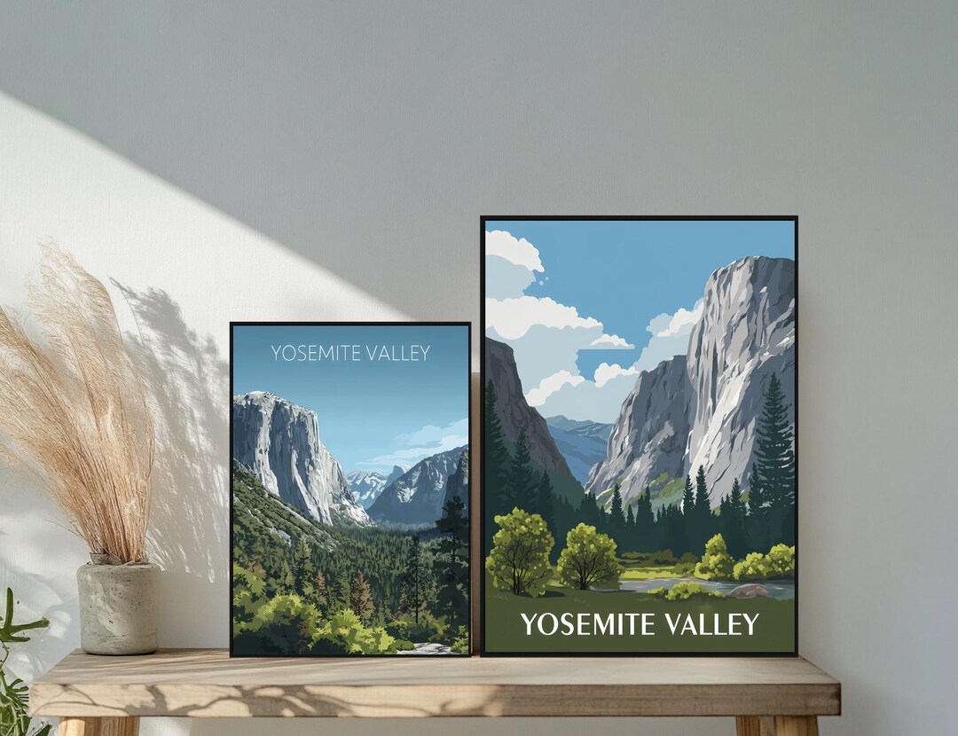 Yosemite Valley Poster California Art National Park Print Travel Wall ...