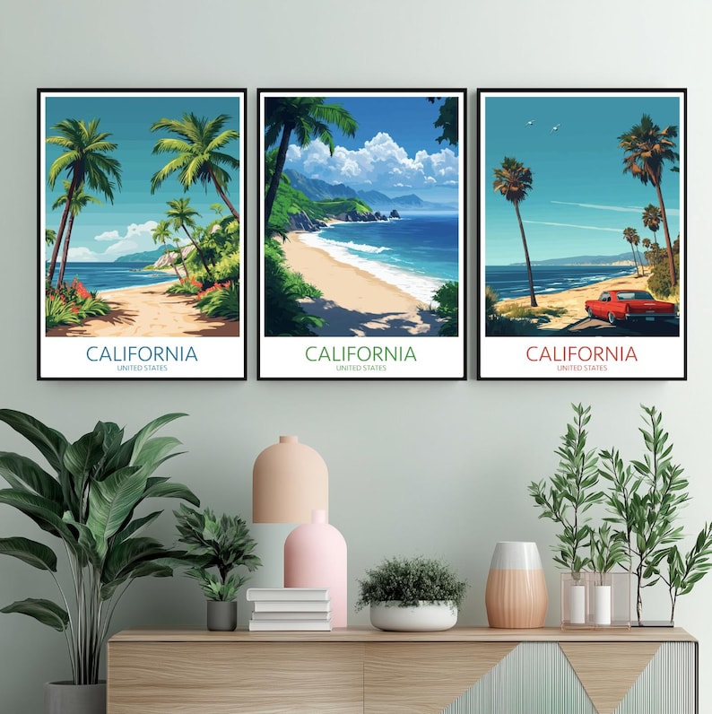 California USA Travel Poster - Unique Wall Inspired Iconic Destinations ...