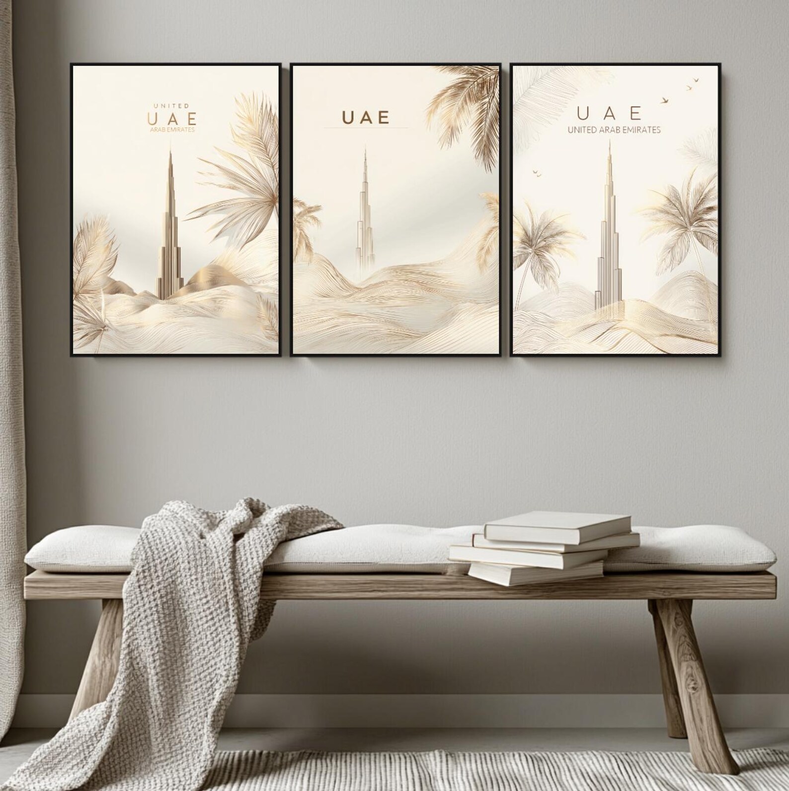 UAE Minimalist Travel Poster Elegant Line Art Dubai Skyline Wall Art ...