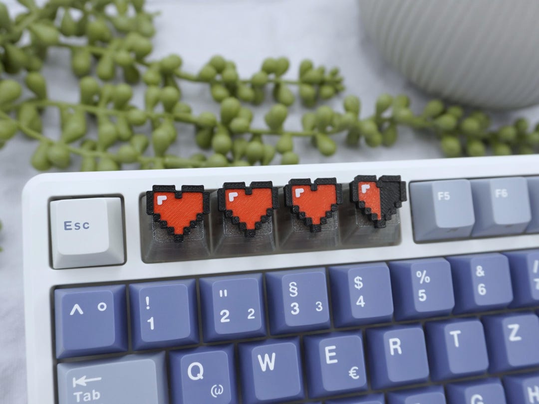 Pixel Hearts Keycaps, Red, Set of 4, Funny Keyboard Gift, Minecraft ...