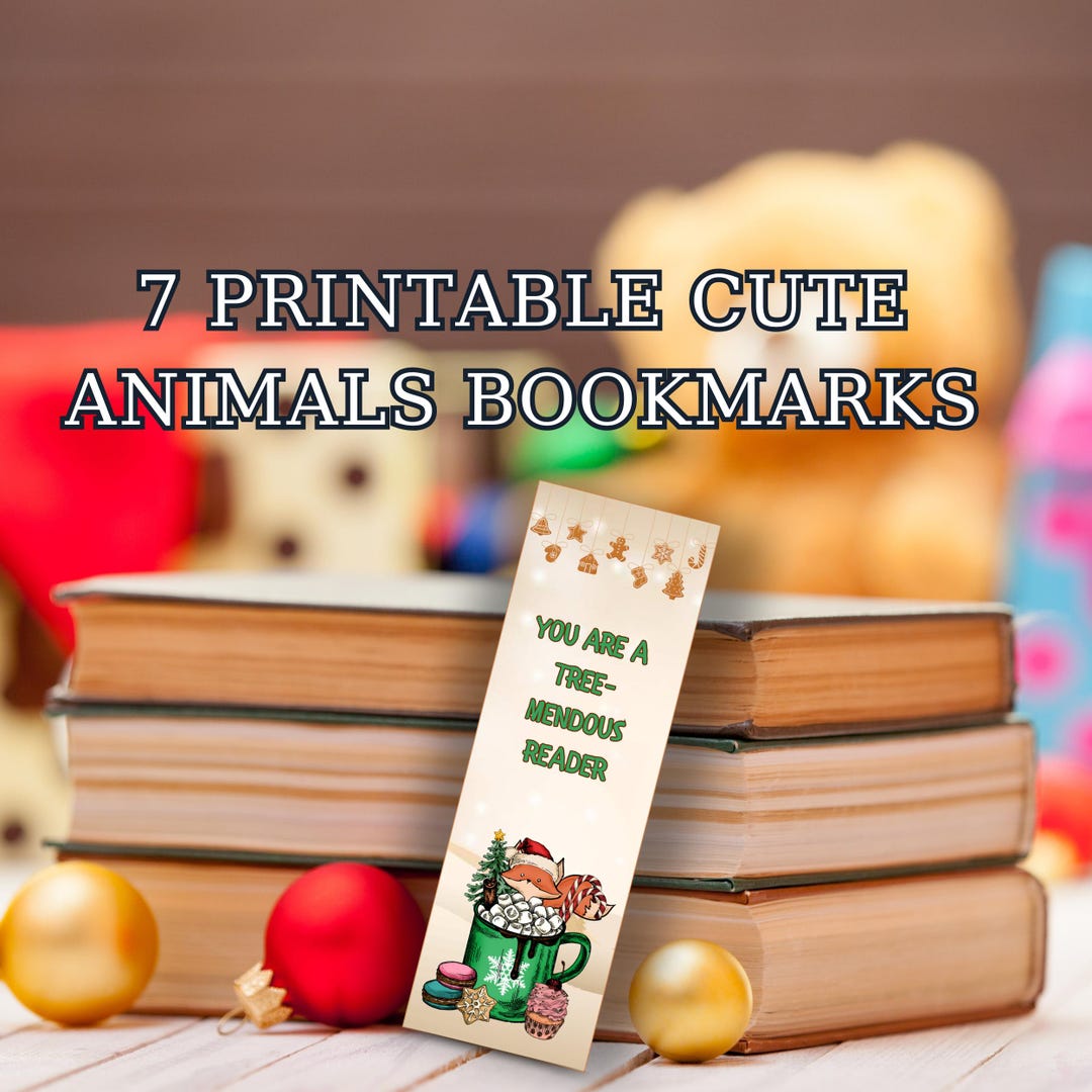 7 Printable Cute Animals Bookmarks, Printable Christmas Animals ...
