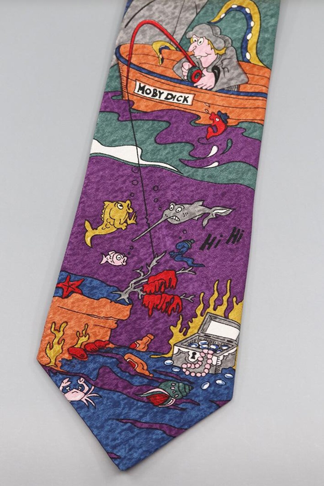 Vintage Novelty Tie "moby Dick" Cartoon Fishing Design by Art Design - Etsy