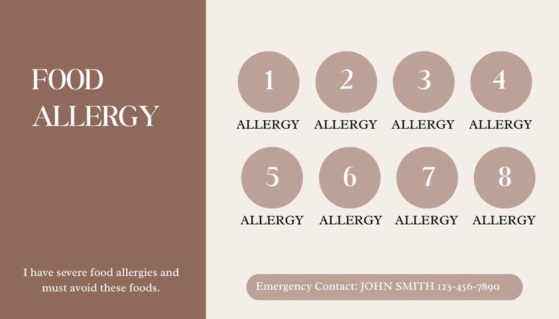 Personalized Food Allergy Alert Cards for Restaurants - Etsy