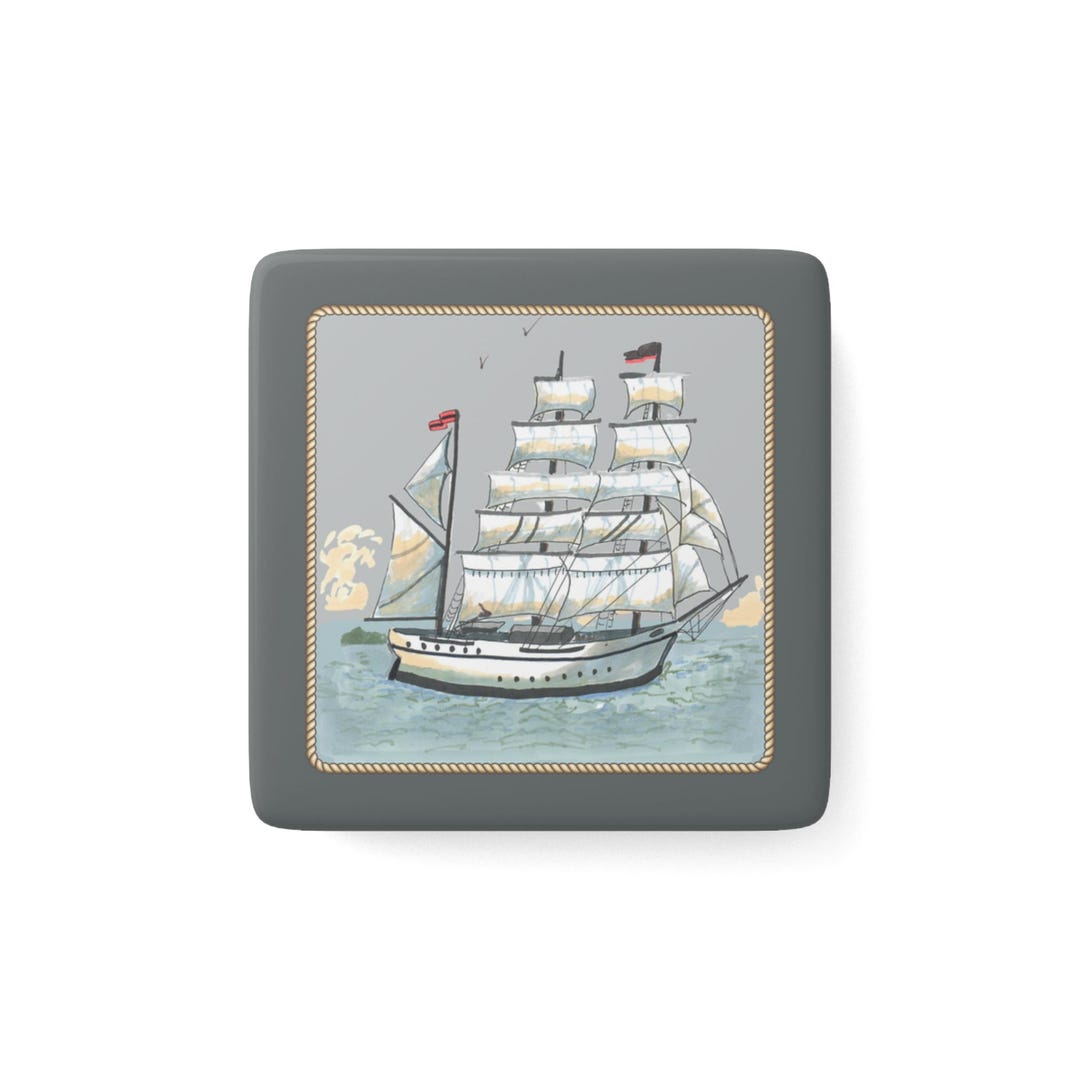 Nautical Ship Magnet, Cruise Door Magnet, Vintage Marine Decor, Coastal ...