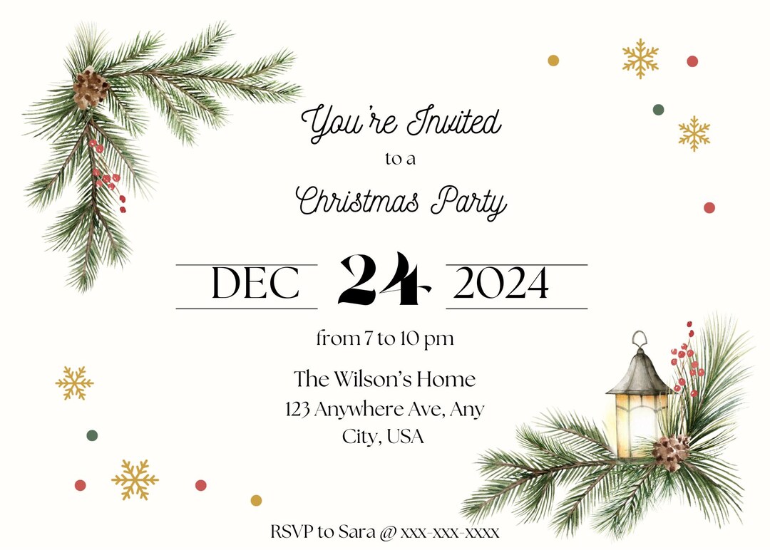 Customizable Christmas Party Invitation - Etsy