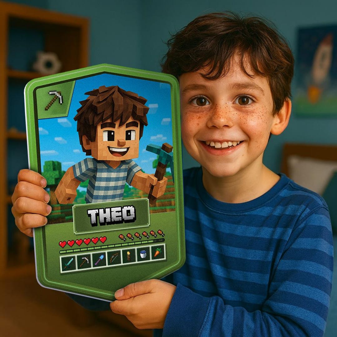 Personalised Mine Game Card Plaque | Custom Character Room Sign Door ...