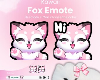 Kawaii Pink Twitch Emote Cute Pink Fox Plush for Twitch Streaming ...