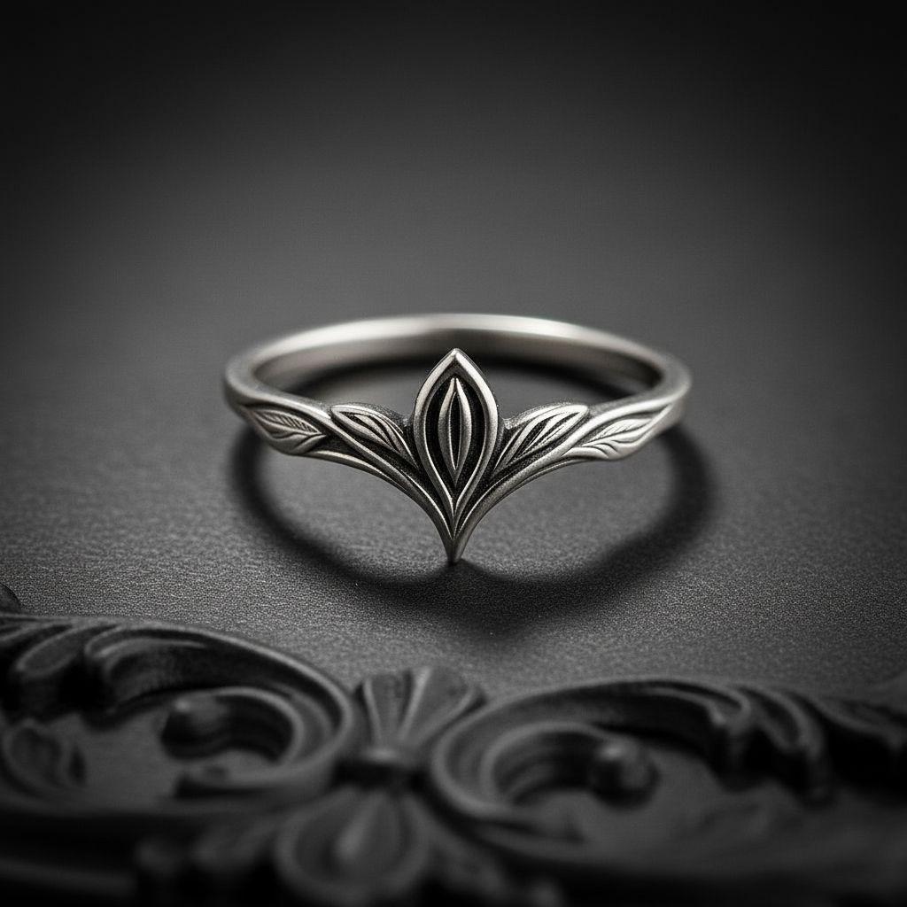 Minimalist Elf Ring | 925 Sterling Silver | Elven Fantasy Leaf Band ...