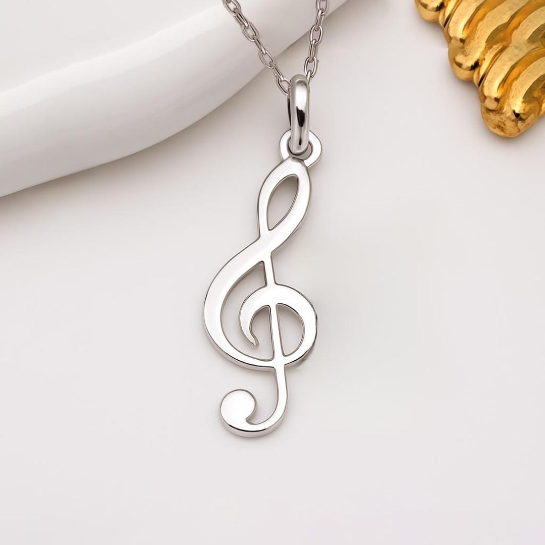 Treble Clef Silver Necklace, Music Symbol Jewelry for Musicians ...