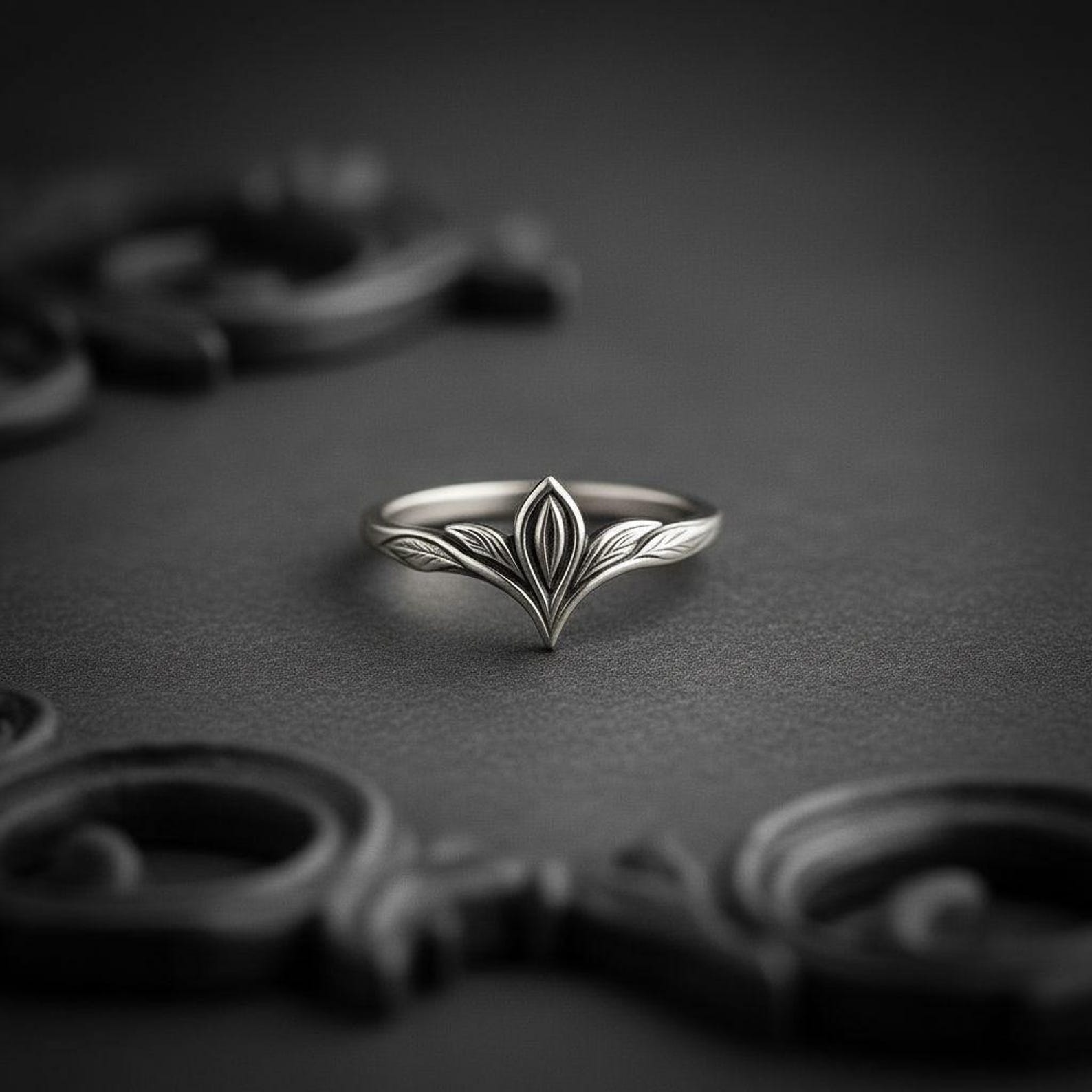 Minimalist Elf Ring | 925 Sterling Silver | Elven Fantasy Leaf Band ...