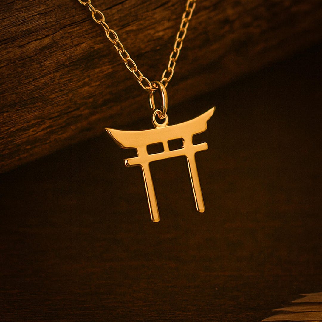Torii Gate Necklace, Shinto Symbol Charm, Shintoist Jewelry, - Etsy