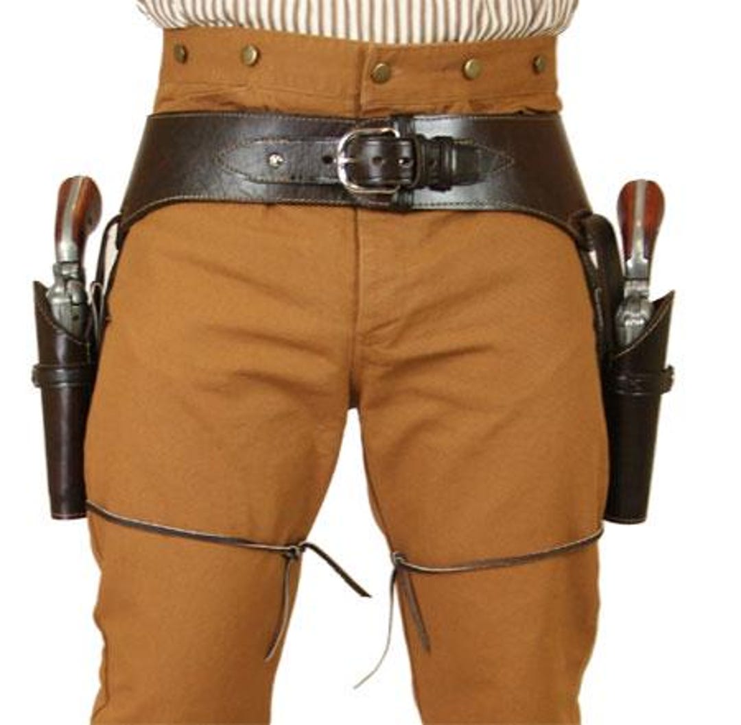 THE TANNERY Cow Boy Quick Draw Leather Rigs Cartridge Belt With Left ...