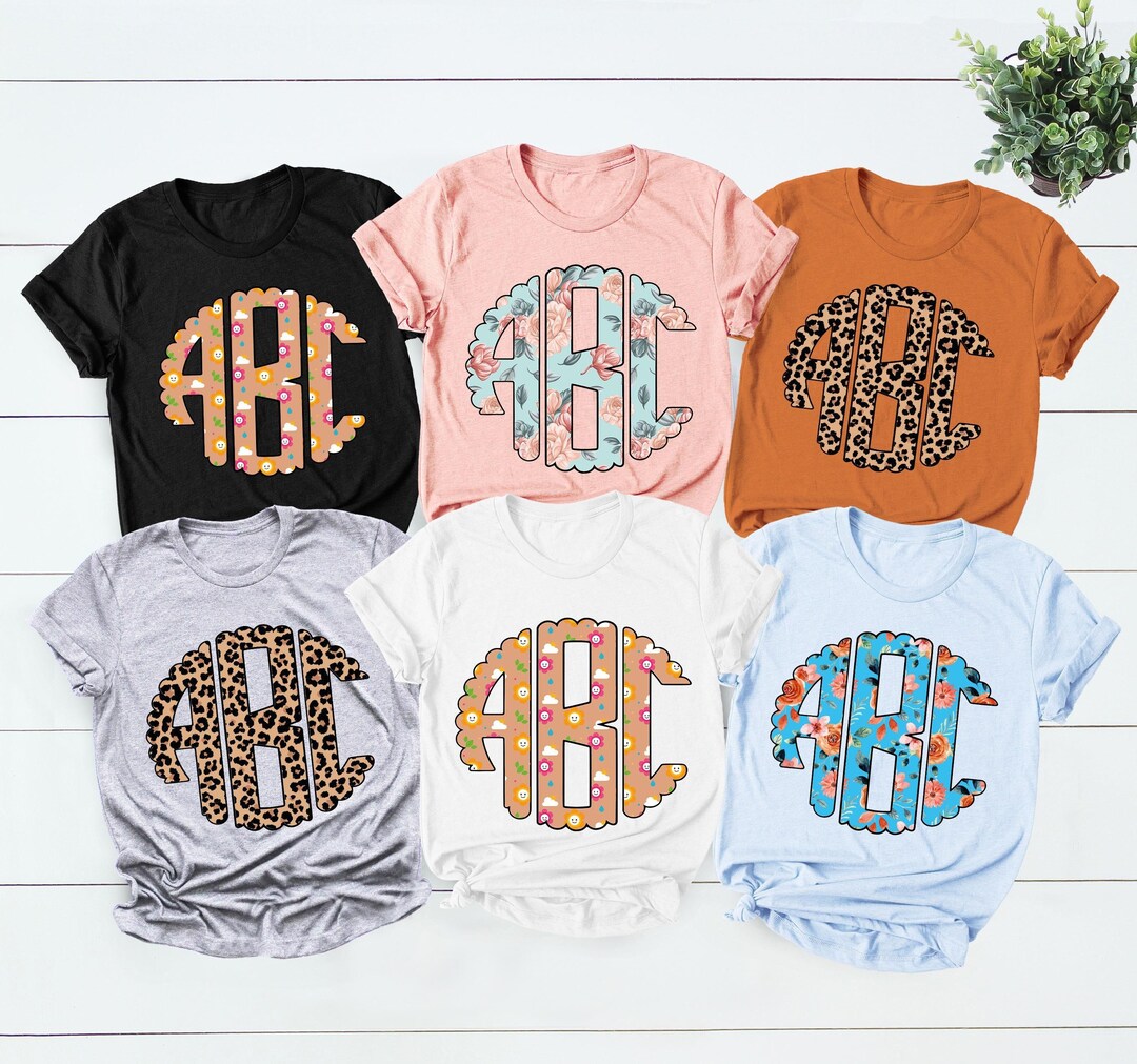 Custom Monogrammed Shirt, Flower Monogrammed Sweatshirt, Personalized ...