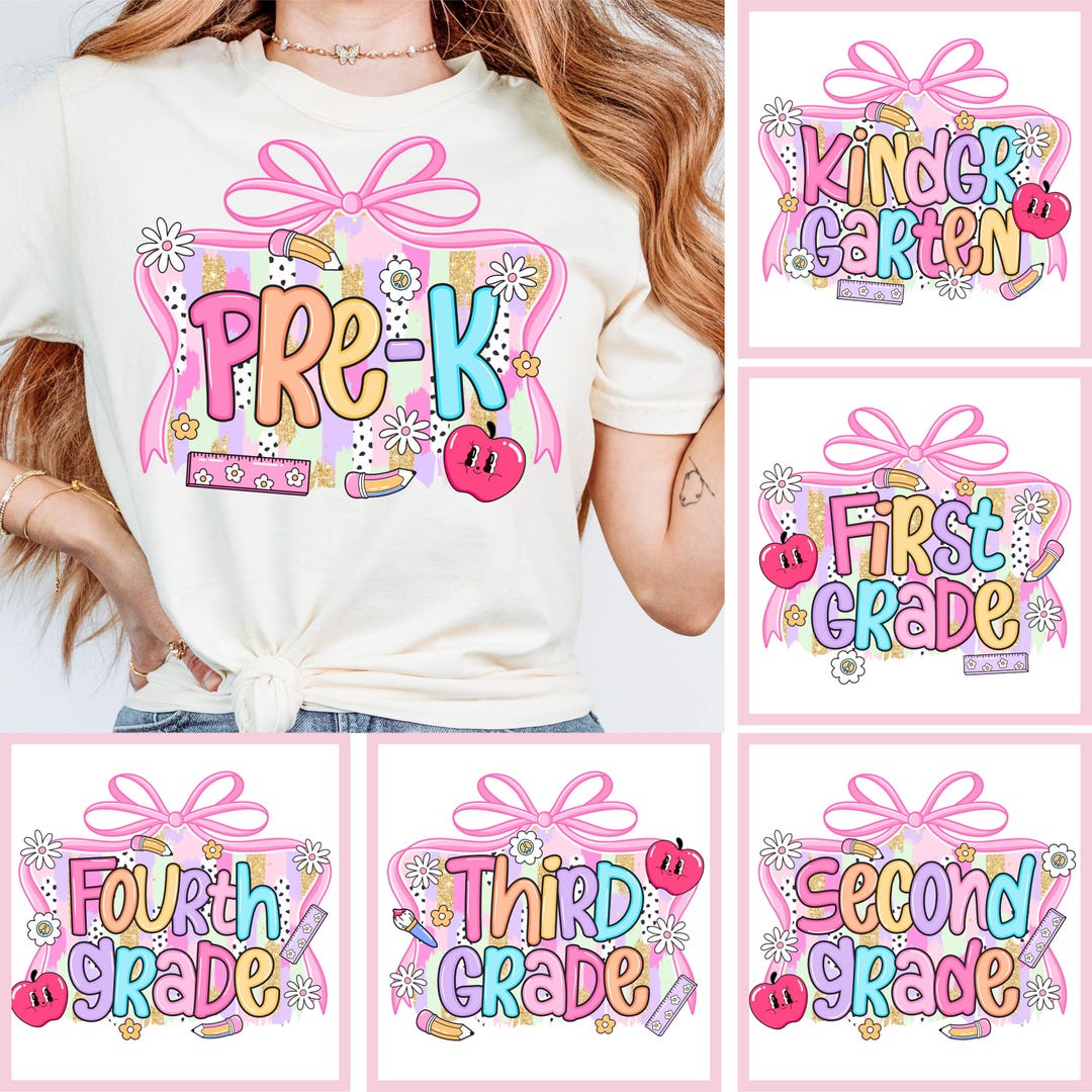 Preppy Back to School PNG Bundle, Teacher Coquette, First Day of School ...