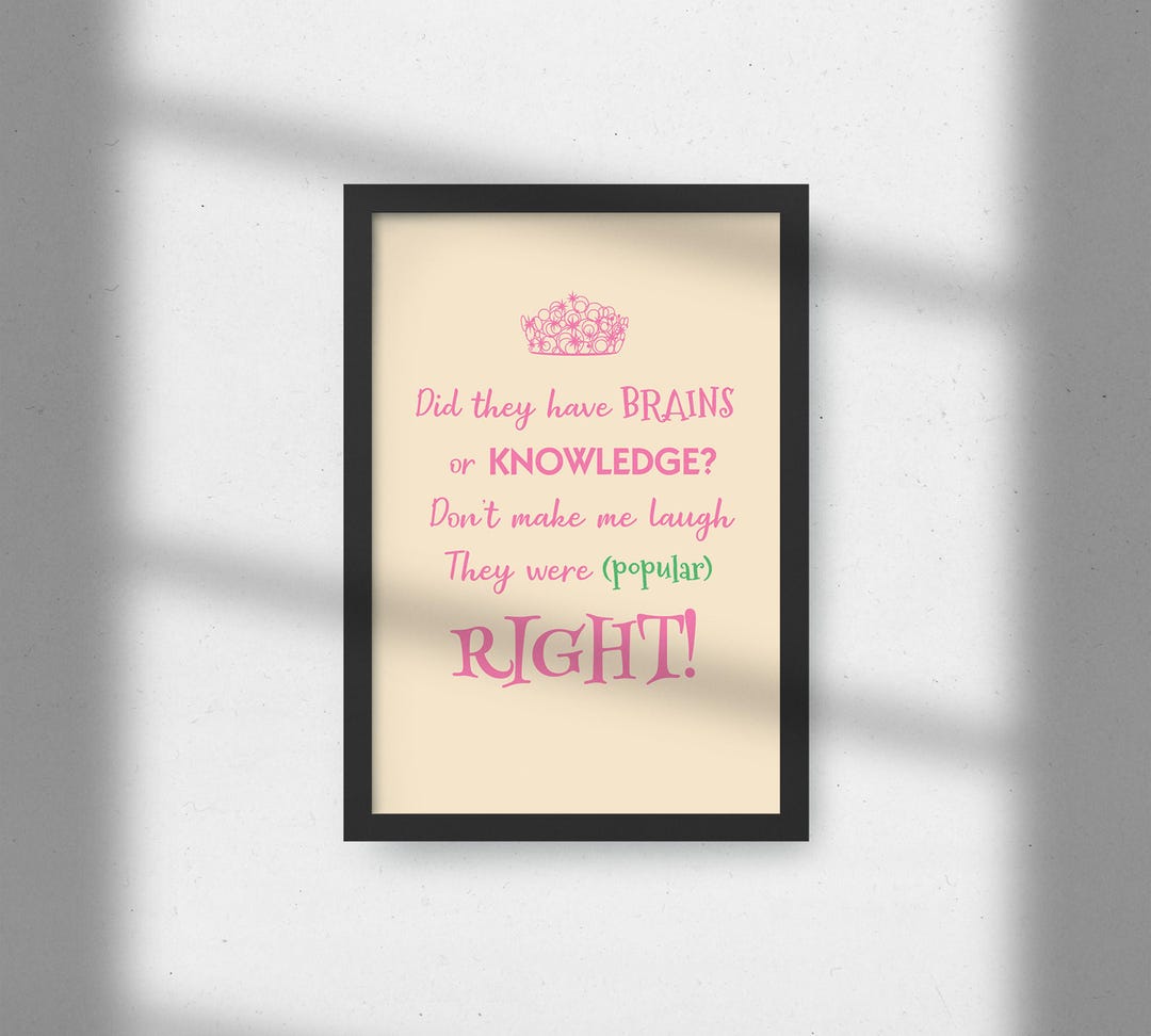 Popular? RIGHT! - Popular Wicked Lyrics Digital Art Printable - Etsy
