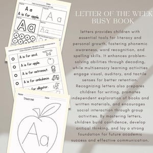 Busy Book for Toddlers Letter of the Week Workbook Kids Learning Book ...