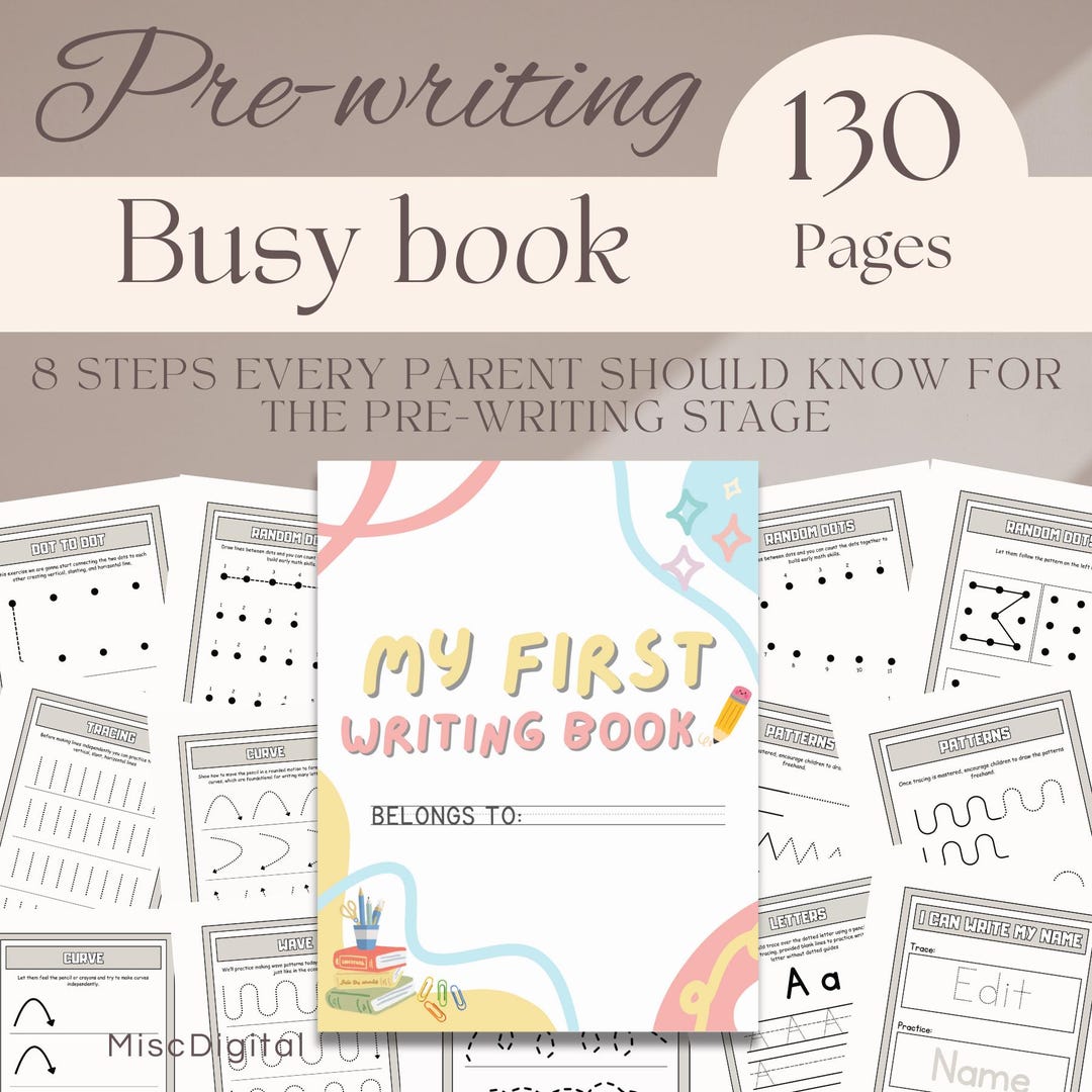 Busy Book Pre-writing Worksheet for Toddlers Busy Book Prewriting ...