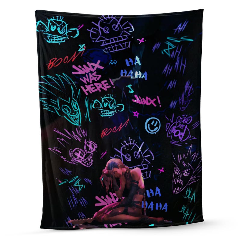 Jinx Arcane Blanket, Arcane Lol Movie Blanket, Jinx Vi Viktor Blanket ...