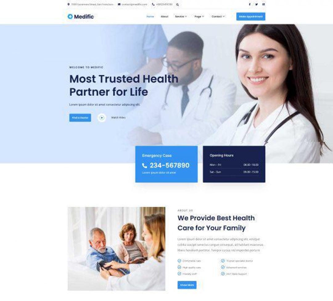 Medific – Medical Elementor Premium Template Kit Site Template - Site Template - Starter Kit ...