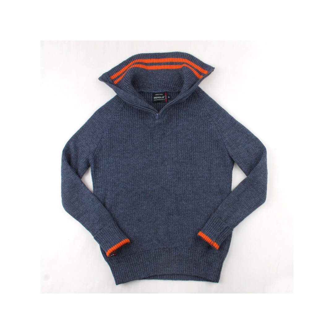 DEVOLD Men's Varde 1/4 Zip Neck Sub Sea Blue Pullover Sweater Jumper ...