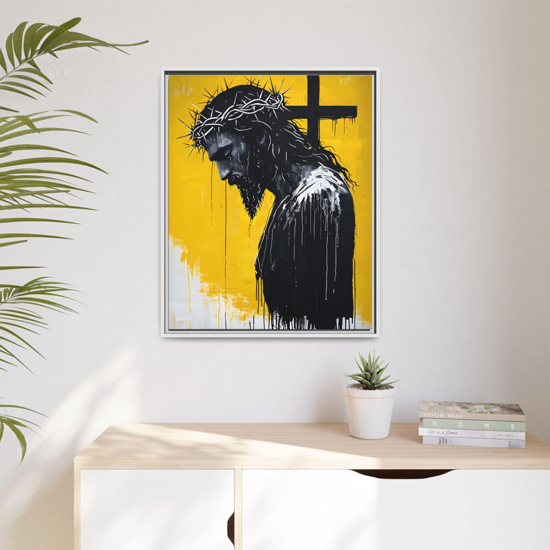 Crying Jesus Canvas Print | Crown of Thorns, Cross Design, Religious ...