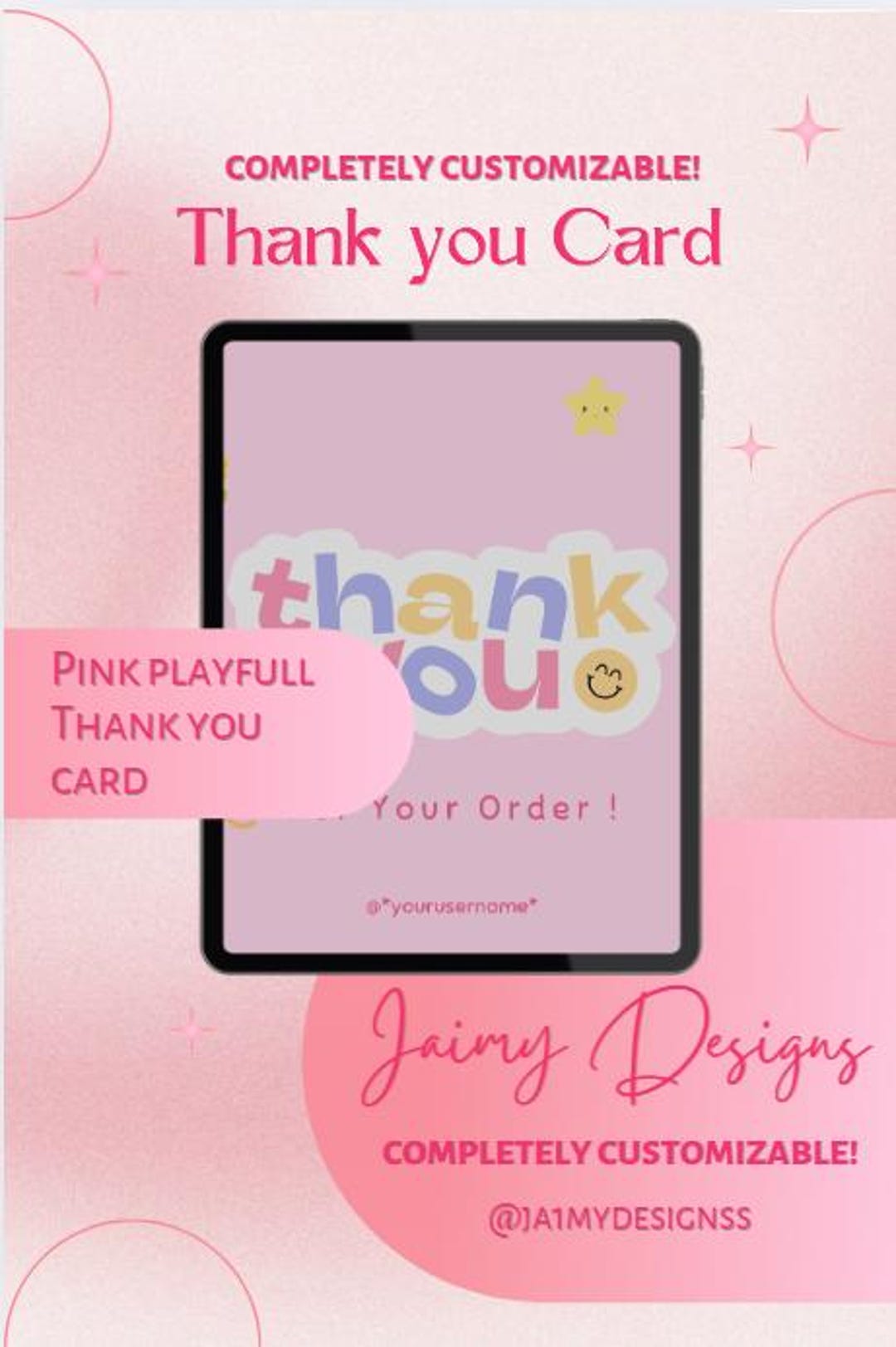 Pink Playfull -thank You- Card - Etsy