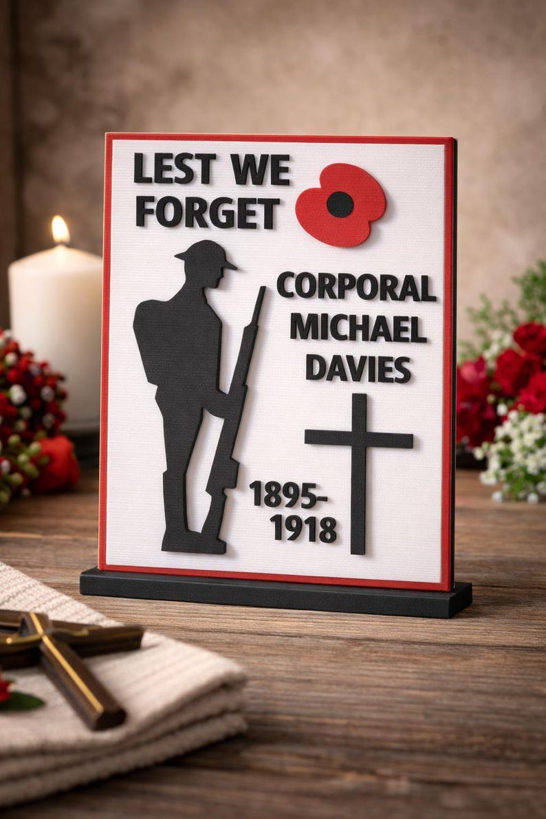 Personalised Memorial Plaque | Custom Remembrance Sign | Lest We Forget ...