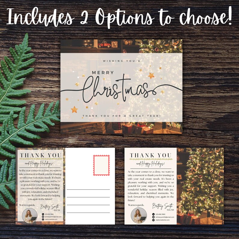 Merry Christmas Holiday Realtor Client Thank You Postcard Template ...