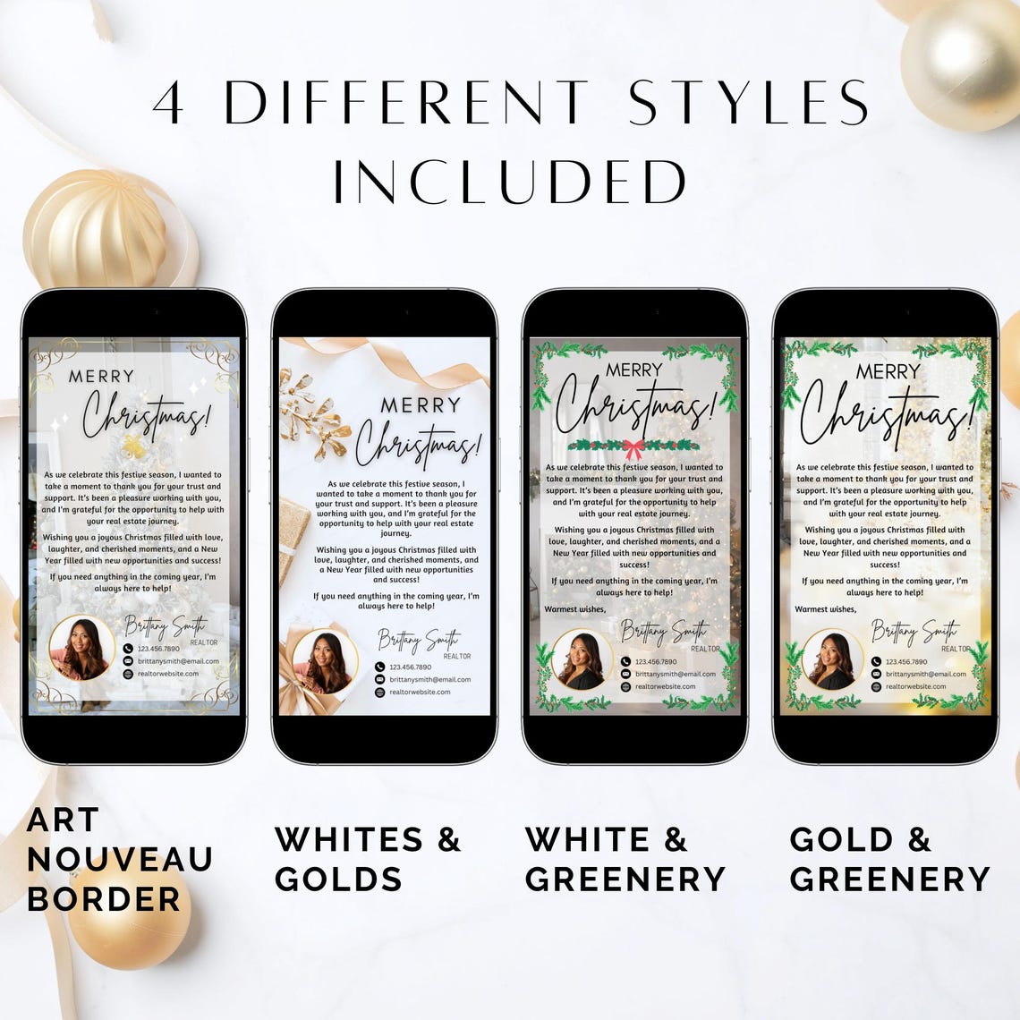 Realtor Digital Merry Christmas Holiday Marketing Business Card Bundle ...