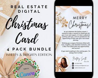 Realtor Digital Happy Holidays Marketing Business Card Winter Bundle ...