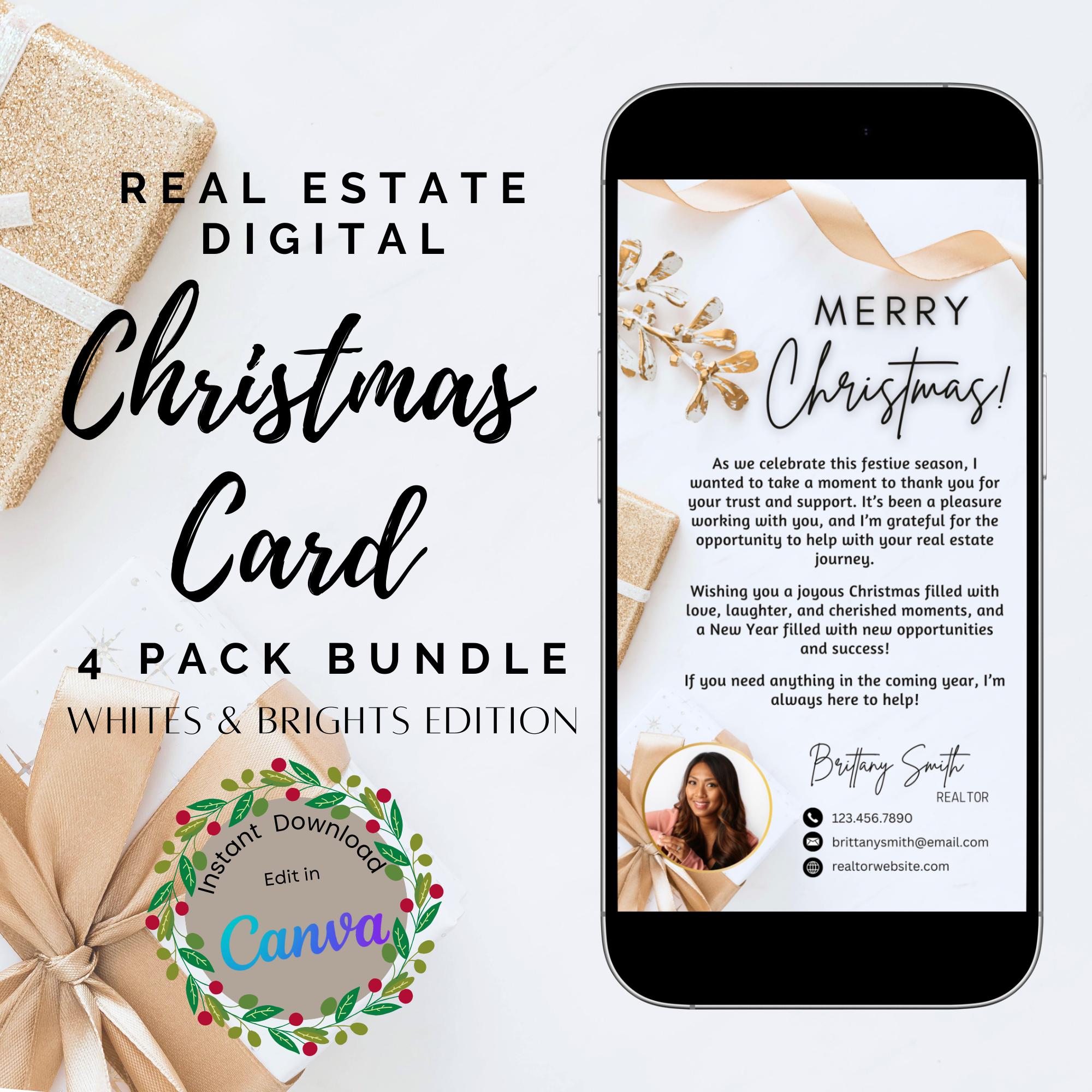 Realtor Digital Merry Christmas Holiday Marketing Business Card Bundle ...