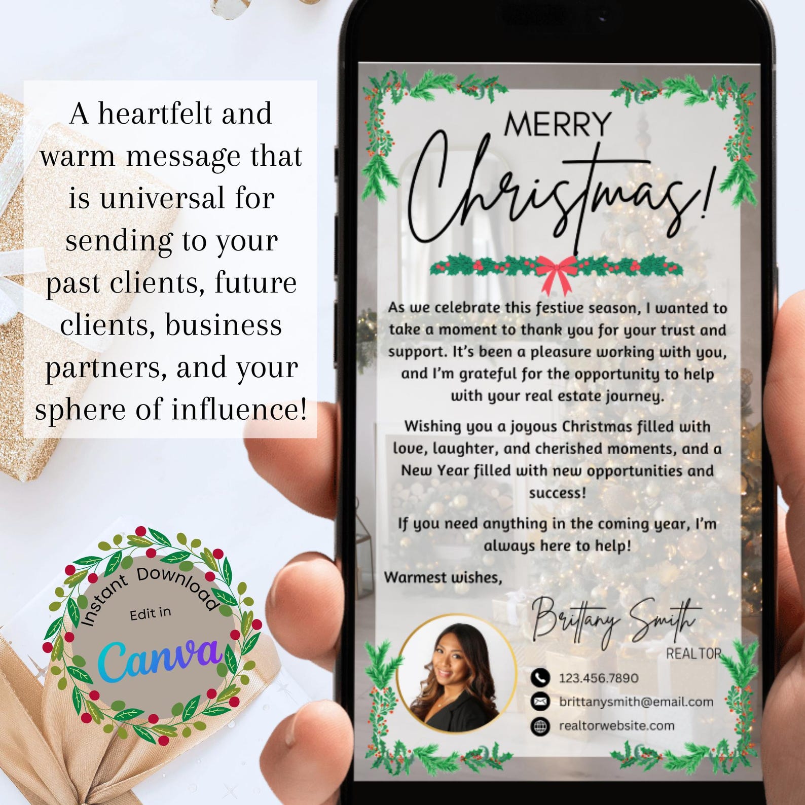 Realtor Digital Merry Christmas Holiday Marketing Business Card Bundle ...