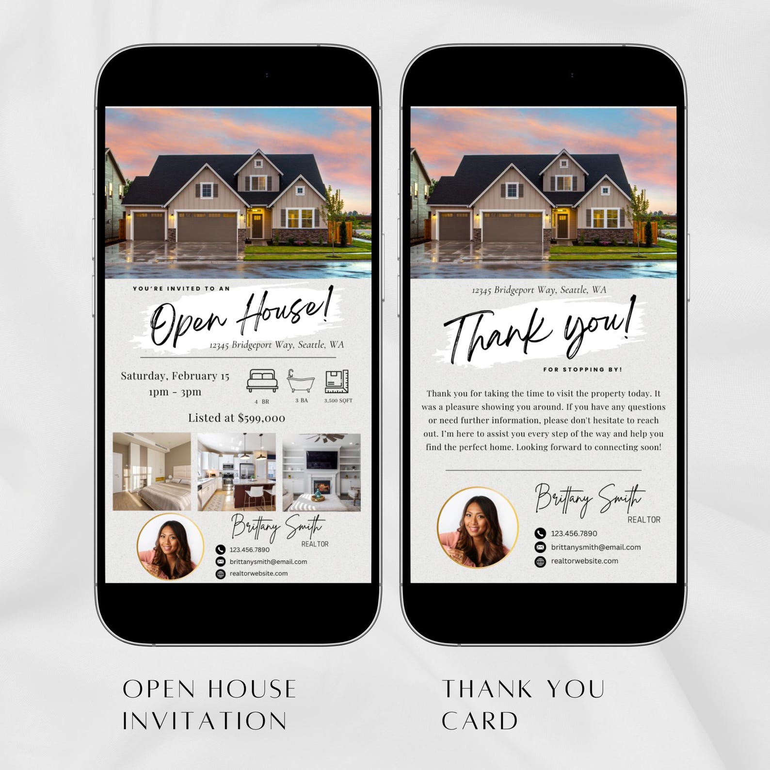 Real Estate Thank You Open House Invitation Textable Digital Card ...