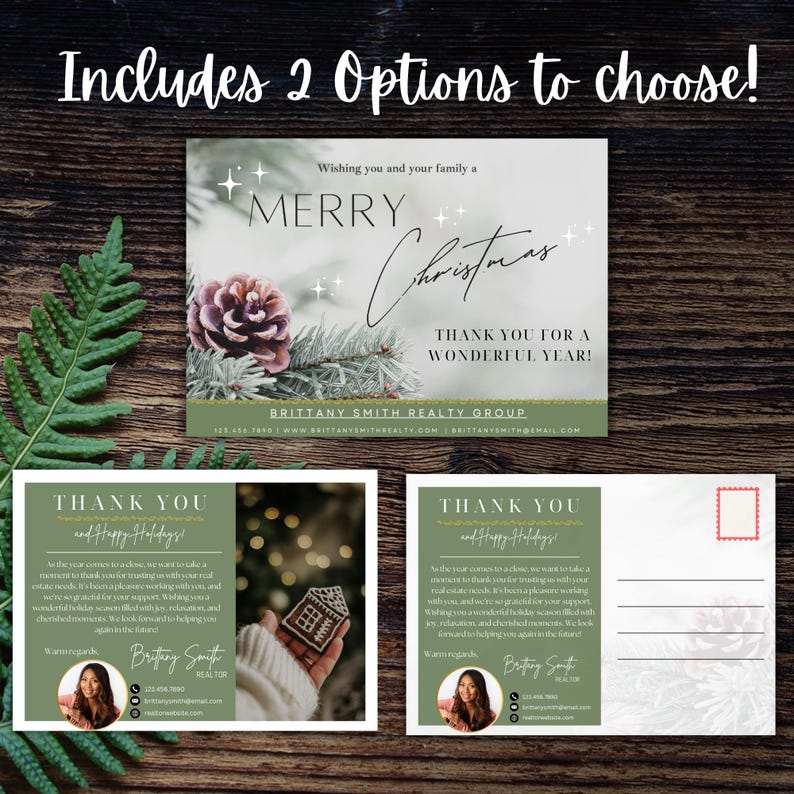 Merry Christmas Holiday Realtor Client Thank You Postcard Template ...