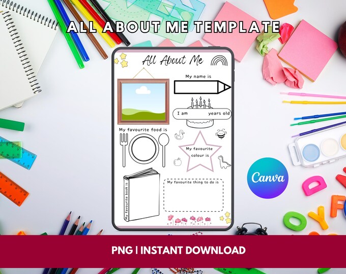 All About Me Coloring Page, Printable Back to School Worksheet Template ...