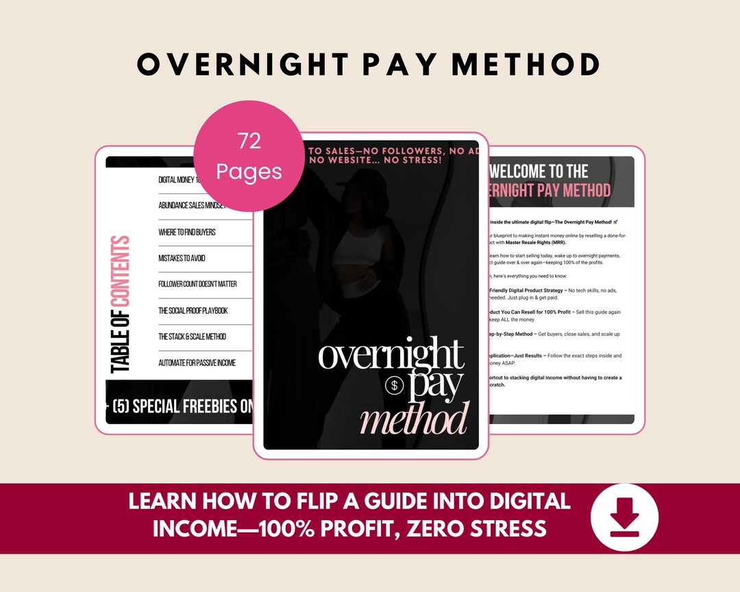Overnight Pay Method Guide: Digital Product Sales Blueprint (instant ...