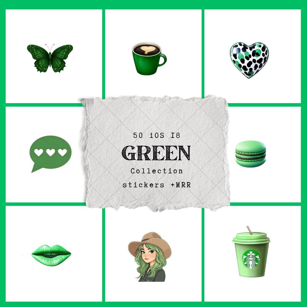 Green Emoji Stickers: Imessage & Social Media Pack (digital Download ...