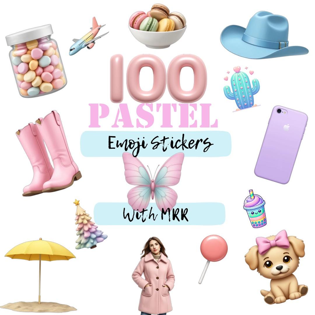100 Pastel Emoji Stickers | Fun Imessage & Social Media Pack | Digital ...