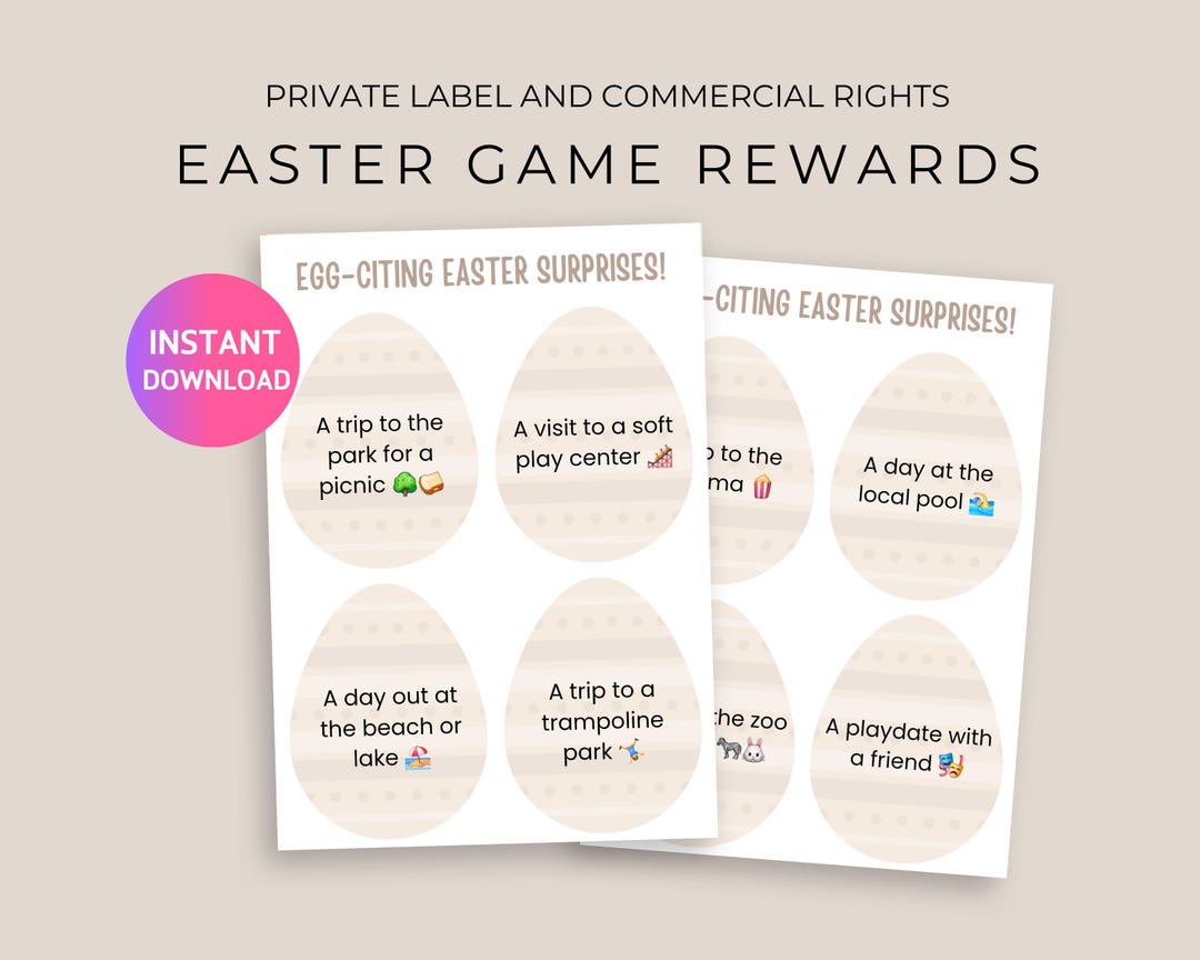 Printable Easter Egg Rewards, Fun Easter Coupons for Kids, Egg Hunt ...