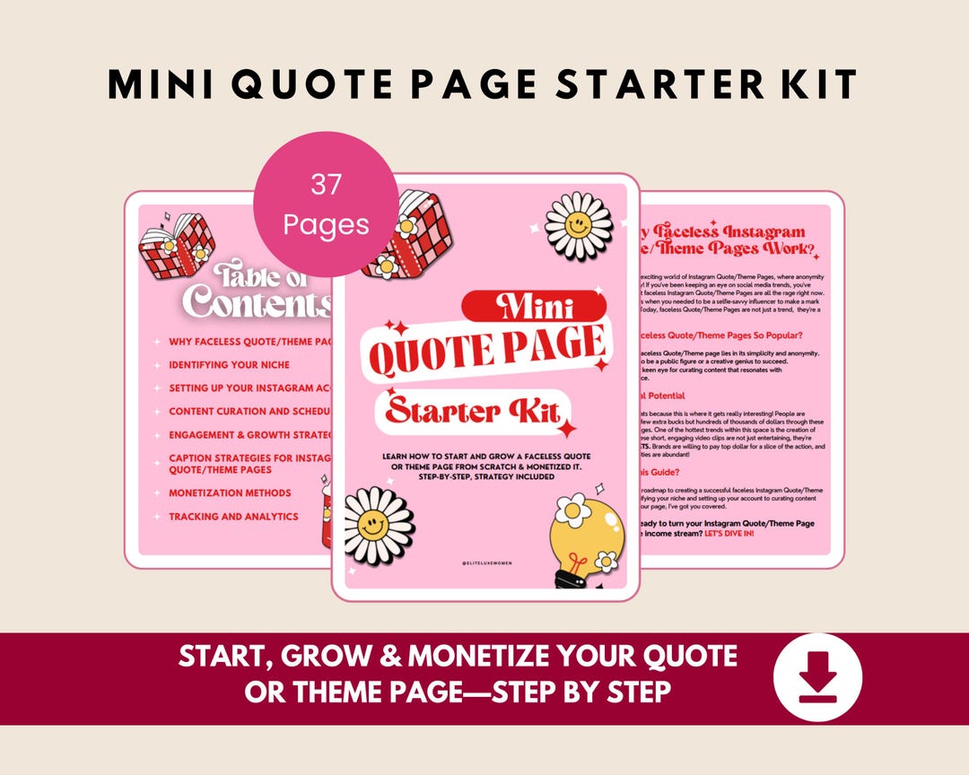 Mini Quote Page Starter Kit | Viral Instagram Strategy & Caption ...