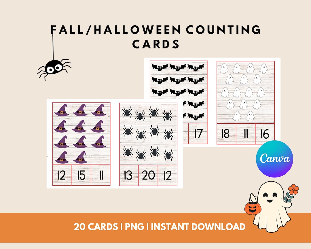 Halloween Counting Cards: Preschool Math Activity (digital Download) - Etsy