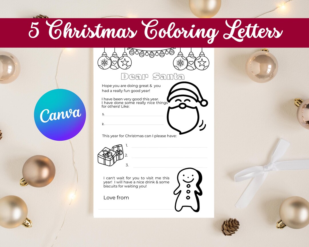 Santa Letter Coloring Page | Kids Christmas Wish List | Printable ...