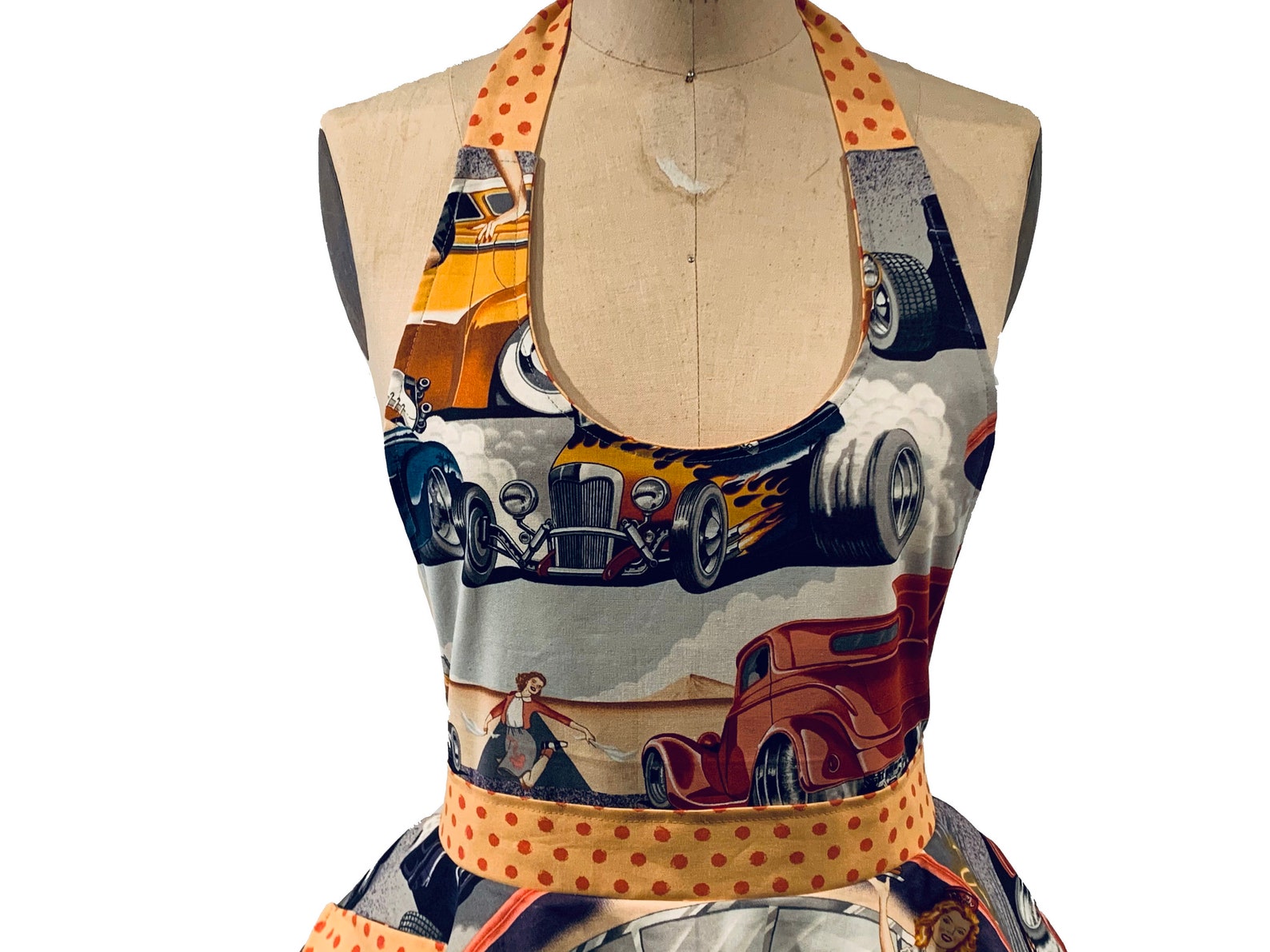 Retro Women's Apron Vintage Car Hop Pin up Apron Flirty - Etsy