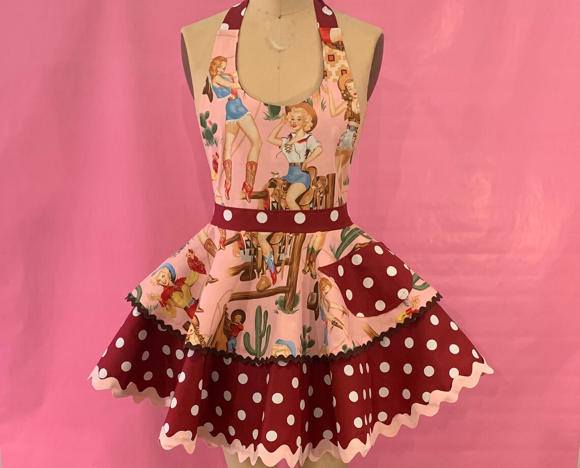 Retro Aprons for Women Retro Pin Up Cowgirls Vintage Western | Etsy