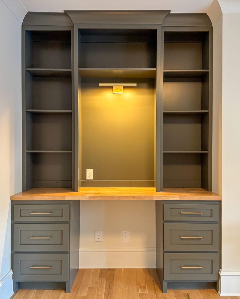Custom Office Desk and Bookshelves - 84" Wide (custom Sizes Based on ...